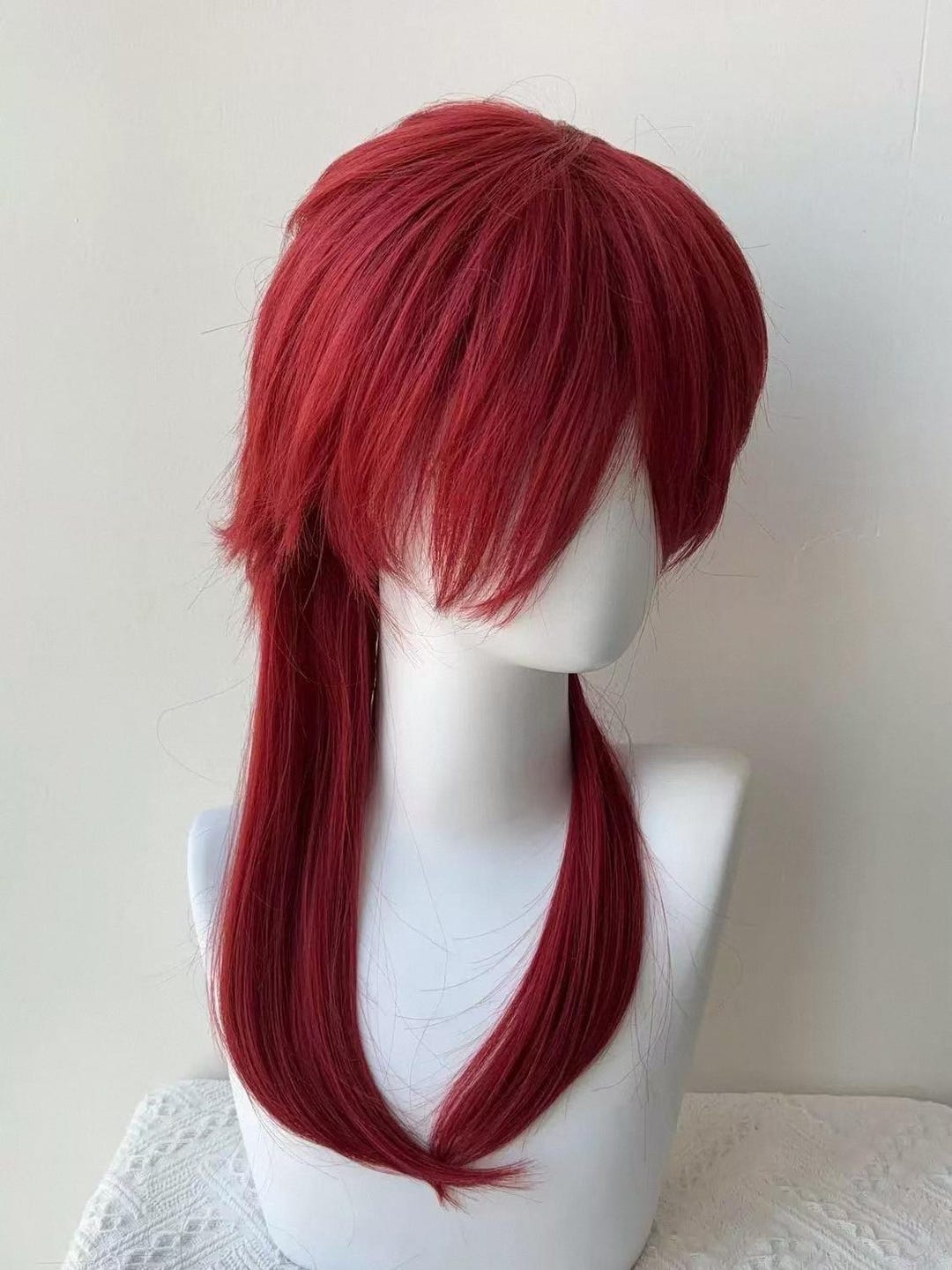 Long Red Cosplay Wig: Fluffy Wolf Tail Style - Etsy
