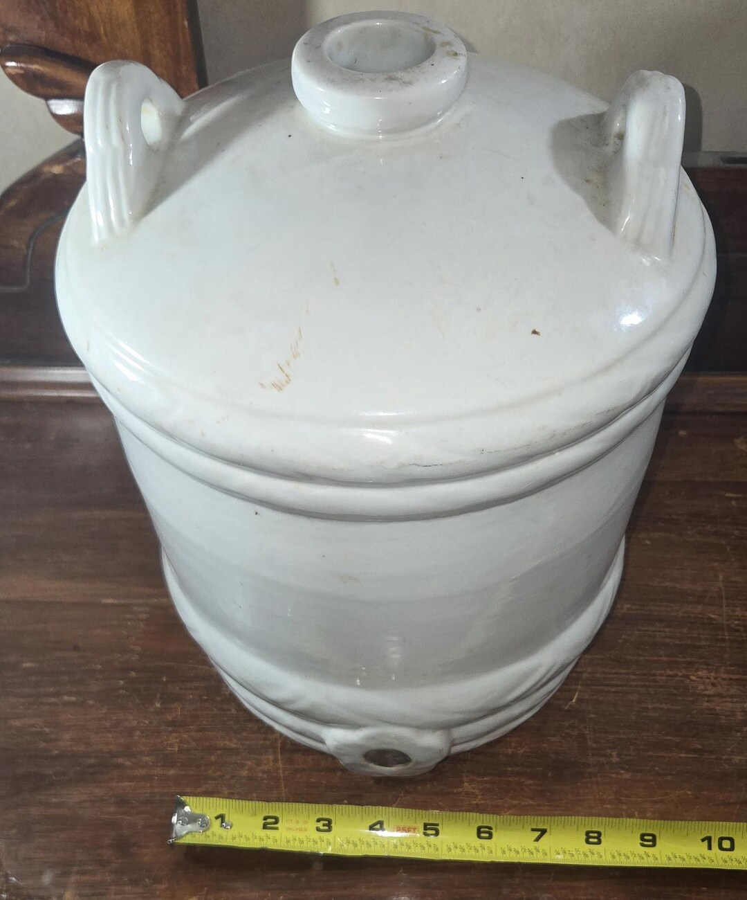 Vintage Ceramic Japanese Hand Painted White Saki Barrel Cask Jug W ...