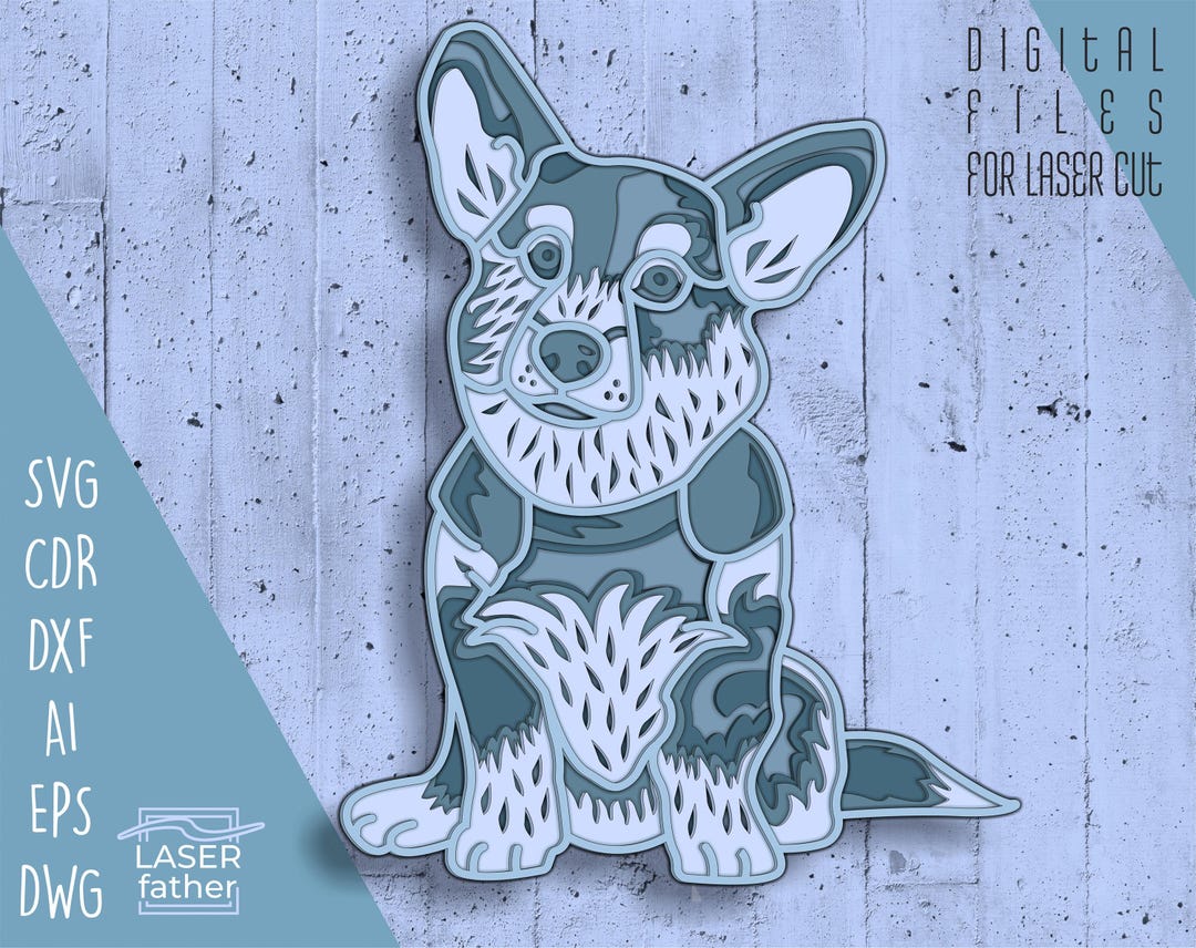 3D Layered SVG Corgi, Vectors for Laser Cutting Machines, Dog Cricut ...