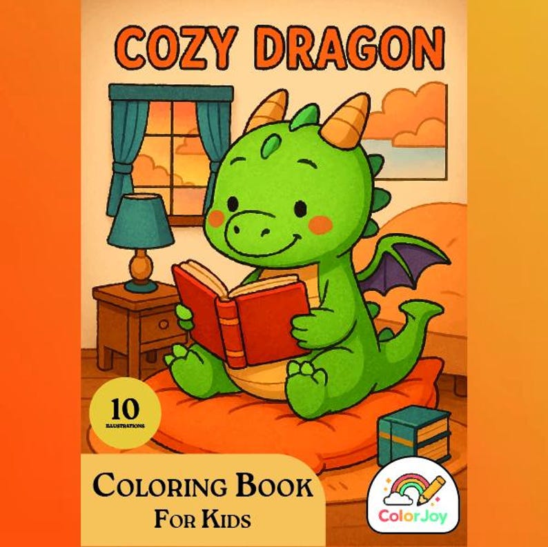 Cozy Dragon Coloring Book - Etsy
