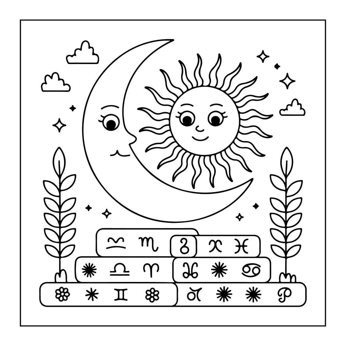 Zodiac Coloring Book 70 Bold and Easy Astrology Pages for Kids and ...