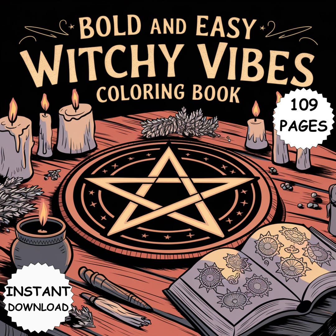 Witchy Vibes Coloring Book PDF 109 Pages Bold and Easy Magical ...