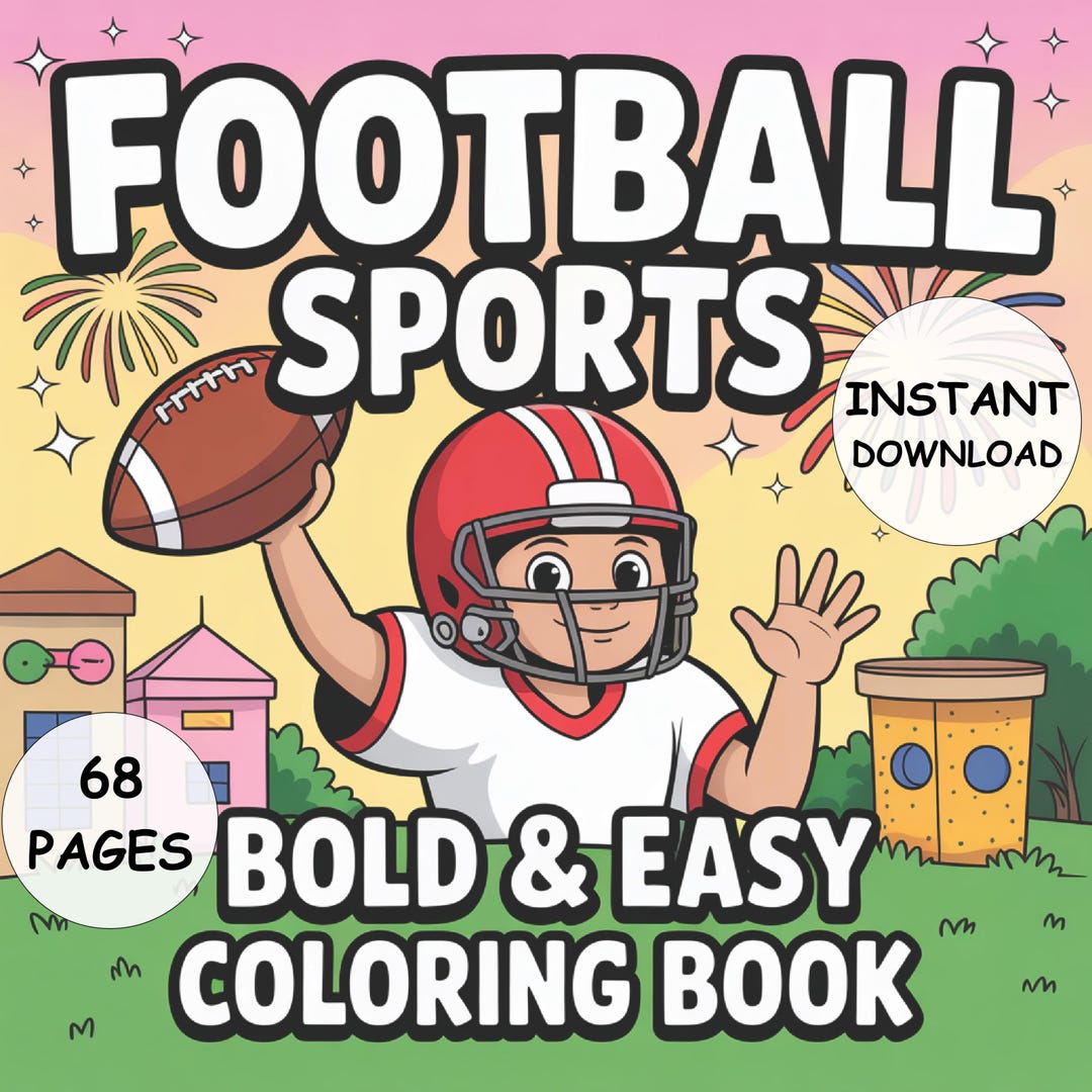 Football Sports Coloring Book 68 Bold and Easy Pages for Kids and ...