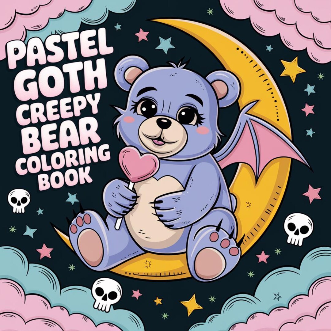 Pastel Goth Coloring Book PDF 61 Creepy Cute Pages Instant Digital ...