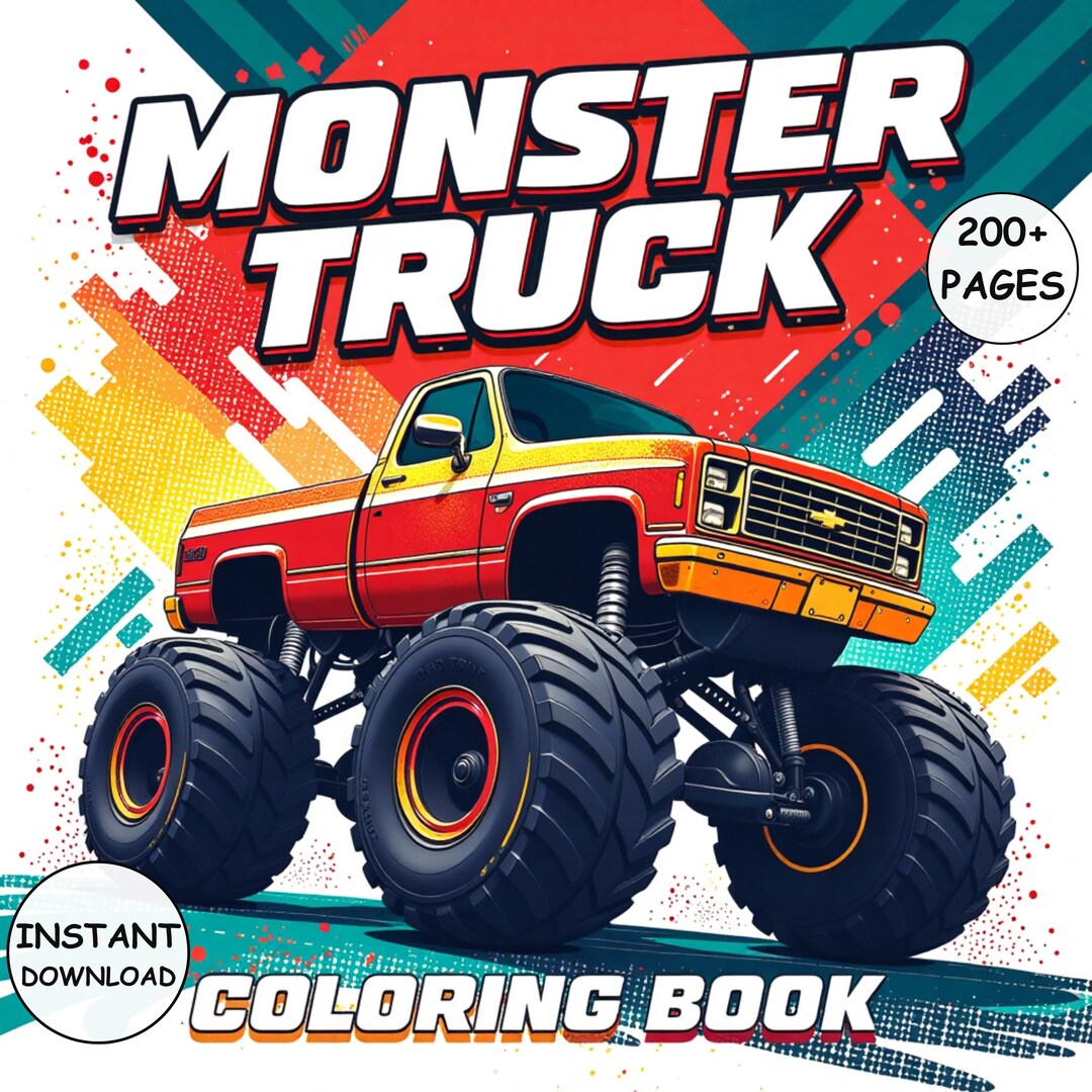 Monster Trucks Coloring Pages 200+ Bold & Easy Designs PDF Instant ...