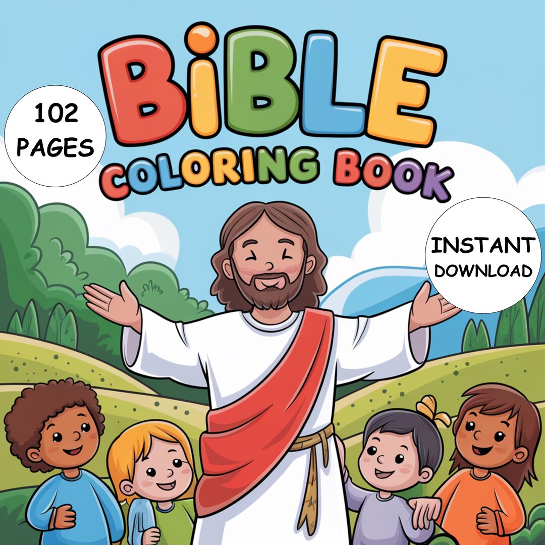 Bible Coloring Book PDF 102 Faith-based Pages for Kids & Adults Instant ...