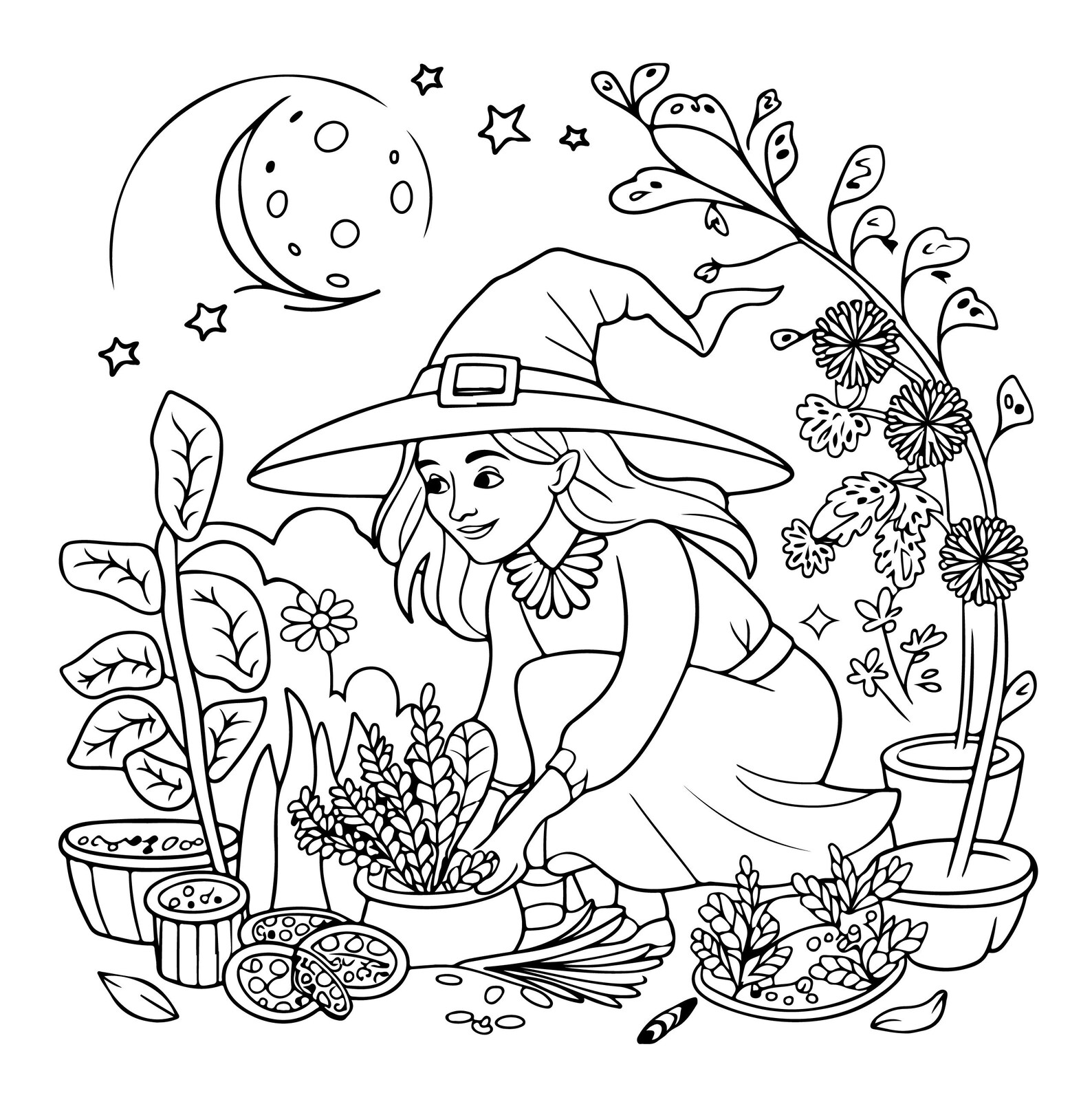 Witchy Vibes Coloring Book PDF 109 Pages Bold and Easy Magical ...