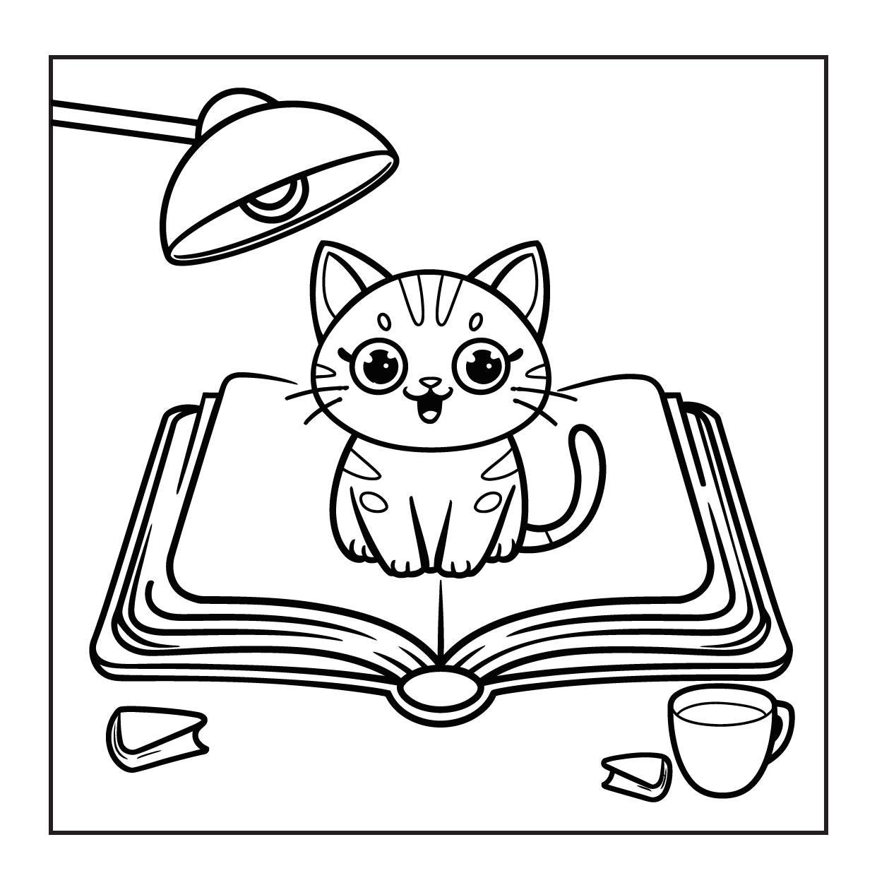 Kawaii Cat Coloring Pages Cute & Cozy Printable Art PDF Digital ...