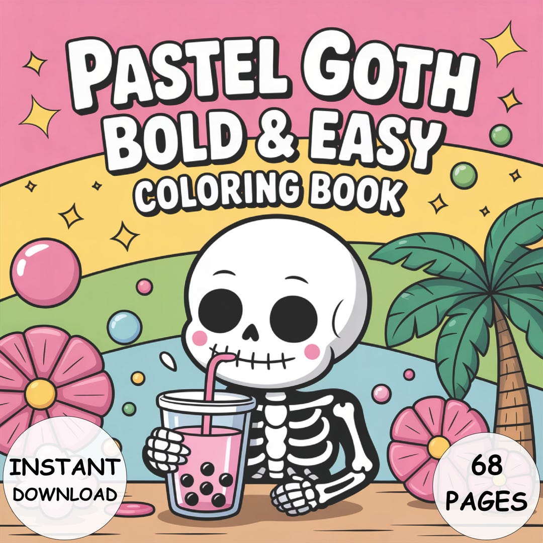 Pastel Goth Coloring Book 68 Bold and Easy Pages for Adults and Teens ...