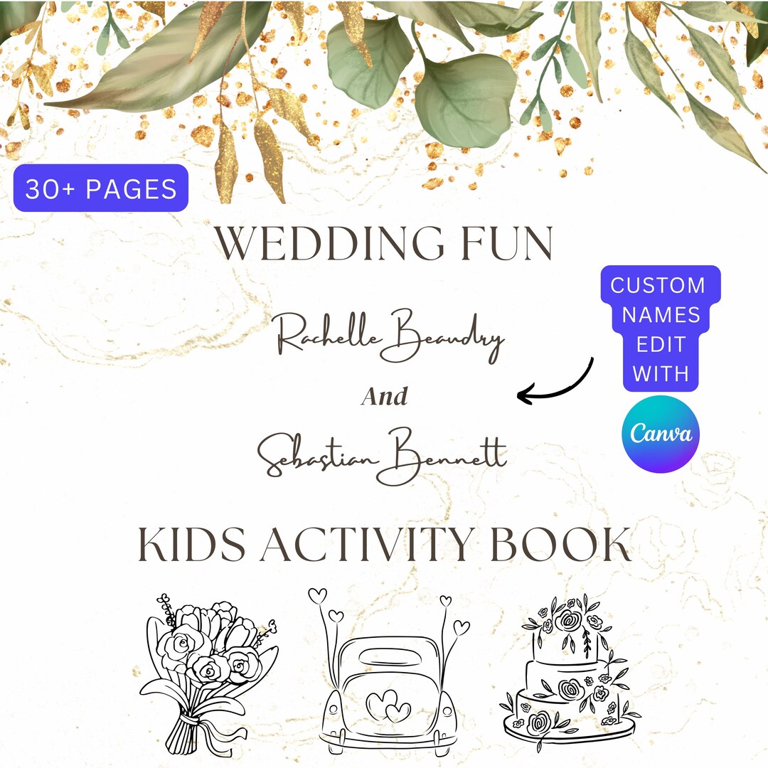 Personalized Wedding Activity Book for Kids 30+ Page Printable PDF ...