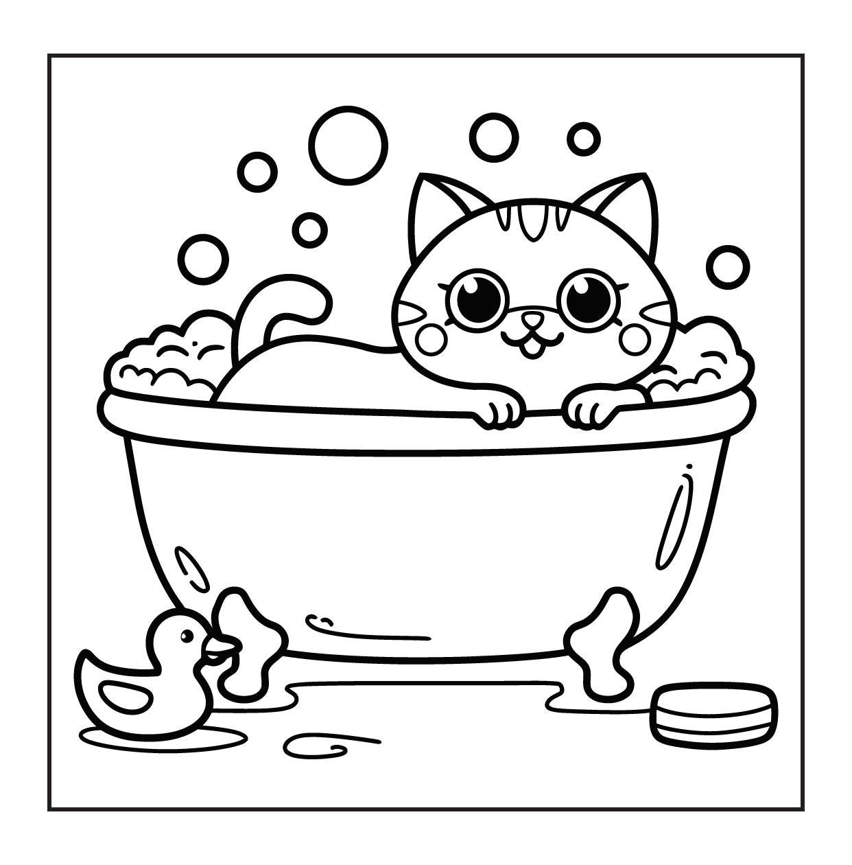 Kawaii Cat Coloring Pages Cute & Cozy Printable Art PDF Digital ...