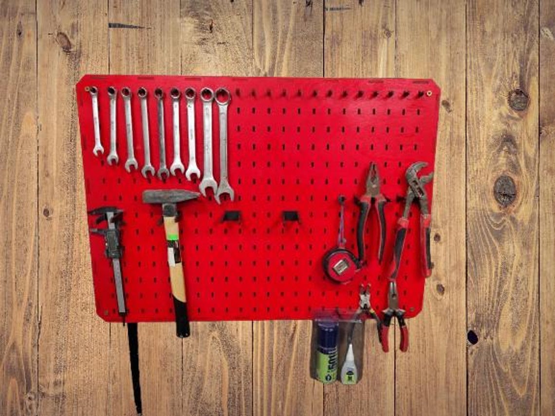Digital Tool Organizer | Pegboard Panel DXF File | Customizable Hook ...