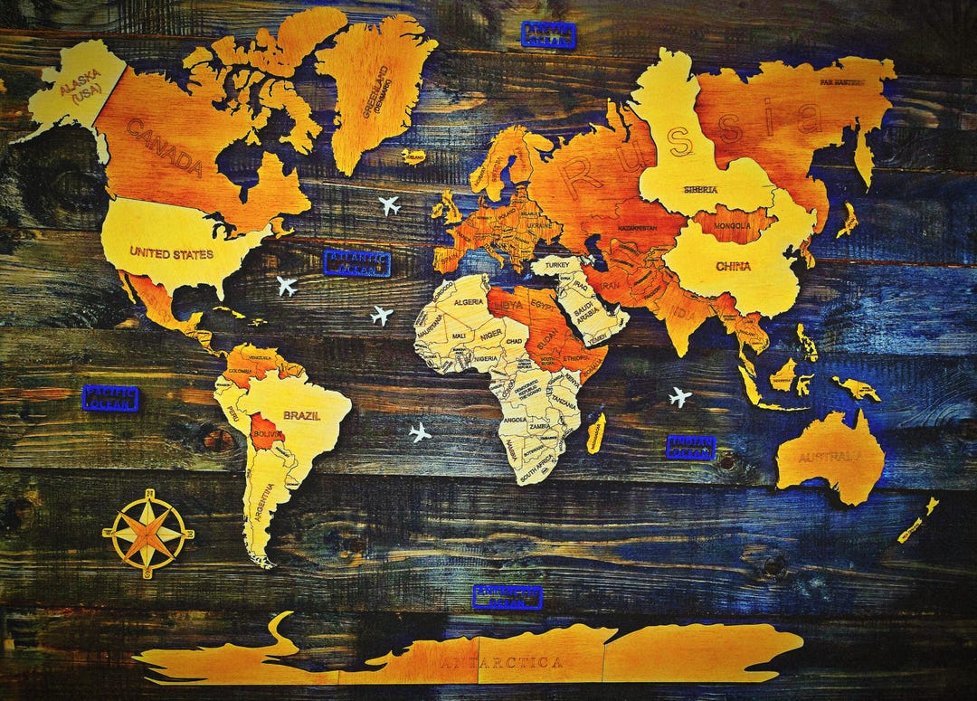 World Map Digital File With Country Names in English | Laser Cut SVG ...
