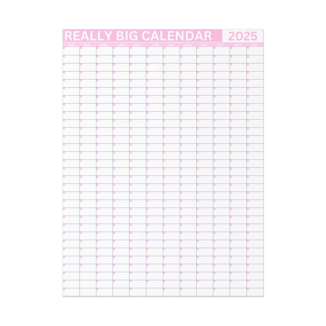 2025 at A Glance Calendar Year-long Calendar Poster Minimalist Colorful ...