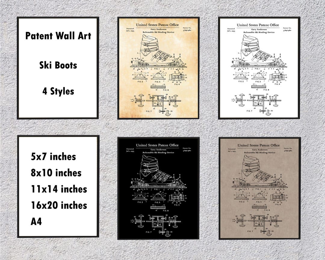Ski Binding Patent Art Print – Vintage Skiing Invention Blueprint ...