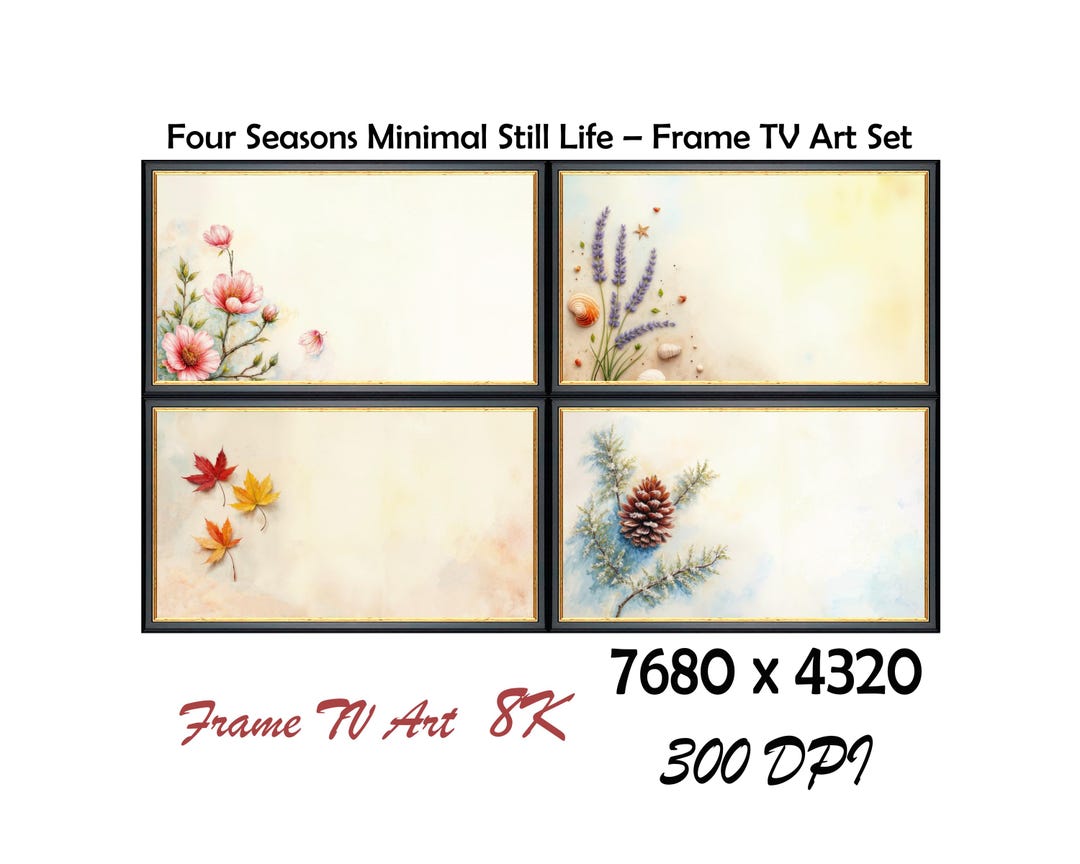 Four Seasons Frame TV Art Set | Minimal Still Life (8K Digital Download ...