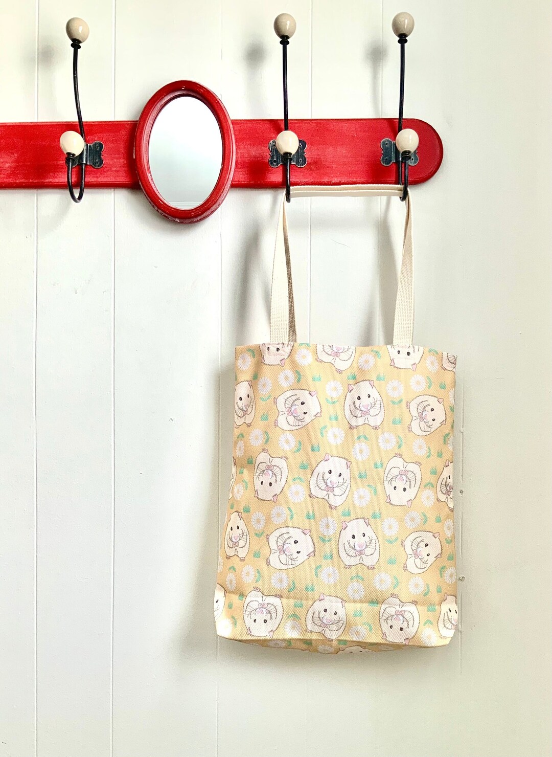 Hamster Tote Bag, Daisy Tote Bag, Floral Bag, Cute Tote Bag, Grocery ...