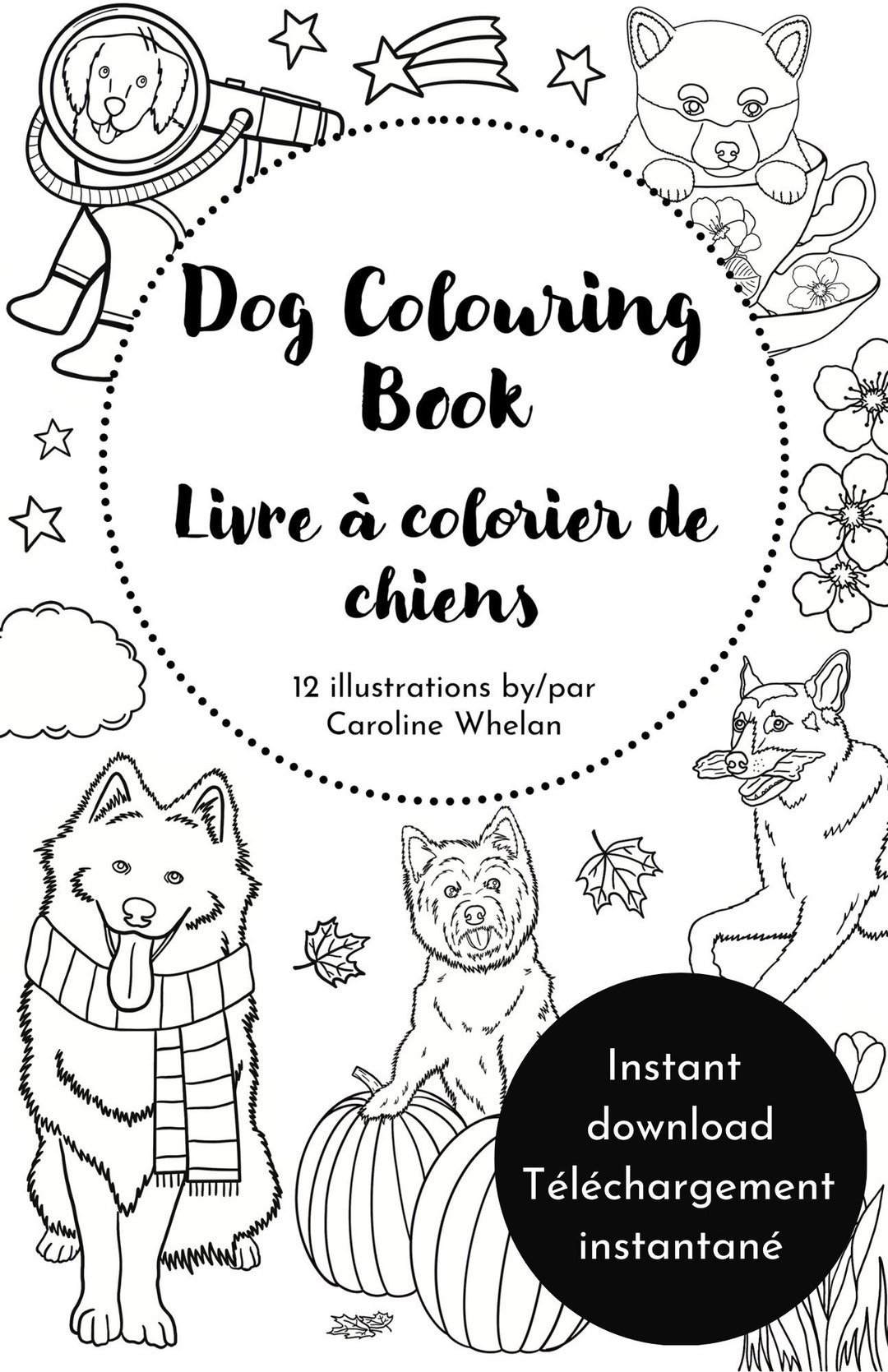 Printable Dog Colouring Book, Dog Colouring Sheets, Dog Lover Gift ...
