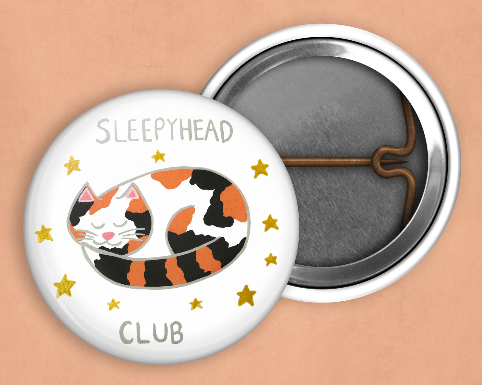Sleepyhead Club 1 Inch Button/badge, Cat Lovers, Backpack Pins, Cat ...
