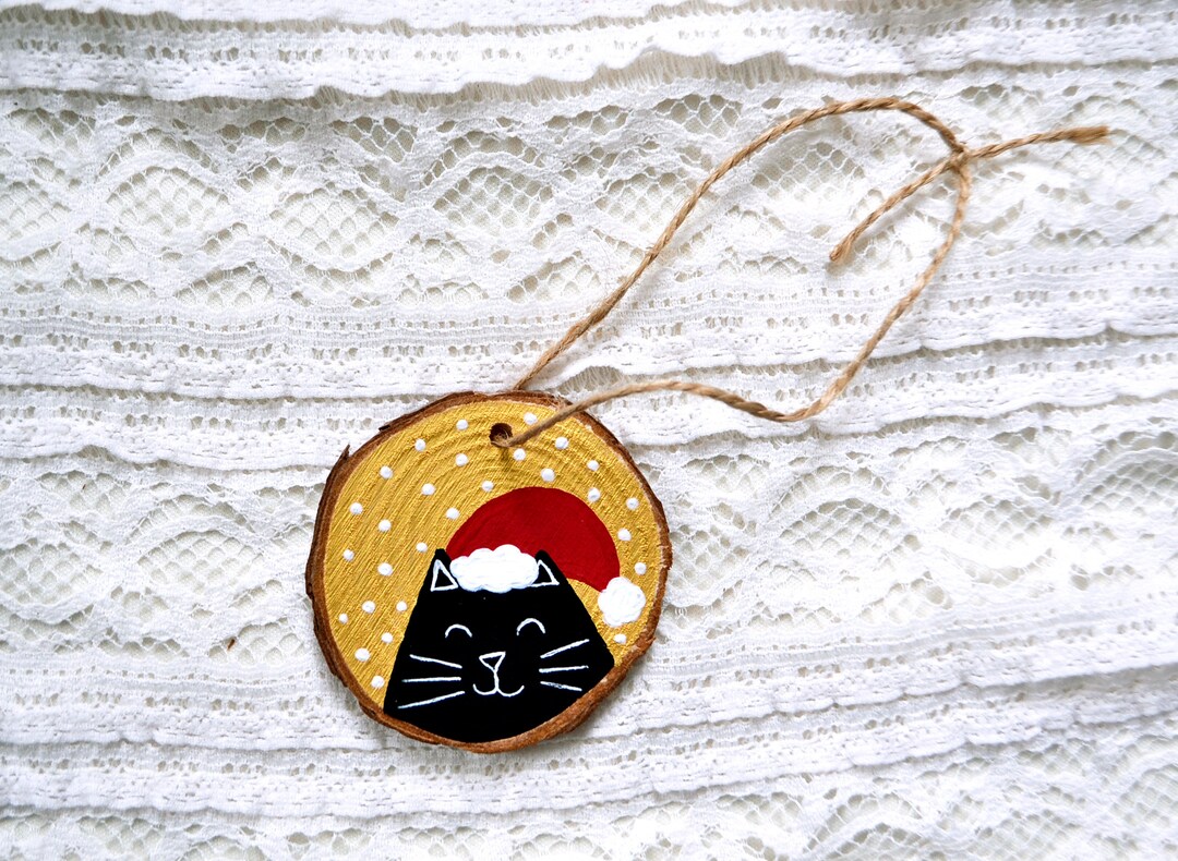 Cat Christmas Ornament, Christmas Tree Decorations, Cat Handmade, Hand ...