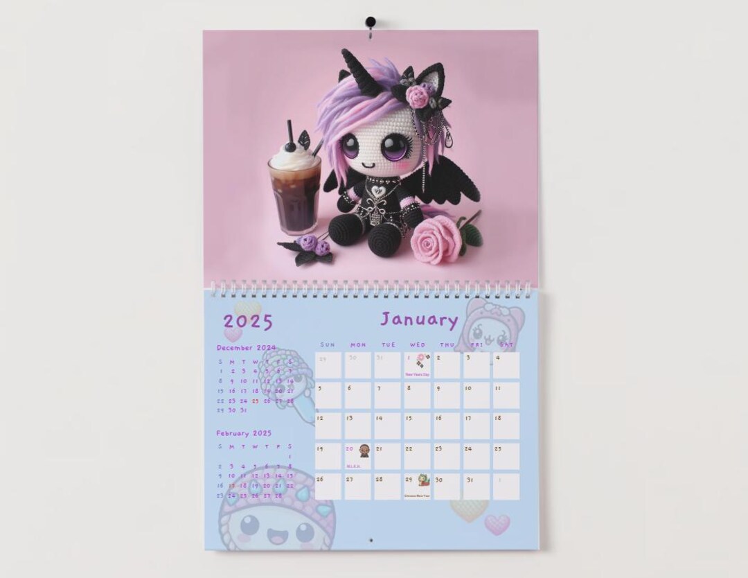 2025 Calendar Amigurumi - Goth Kittens Crochet - Cute Dark Emo ...