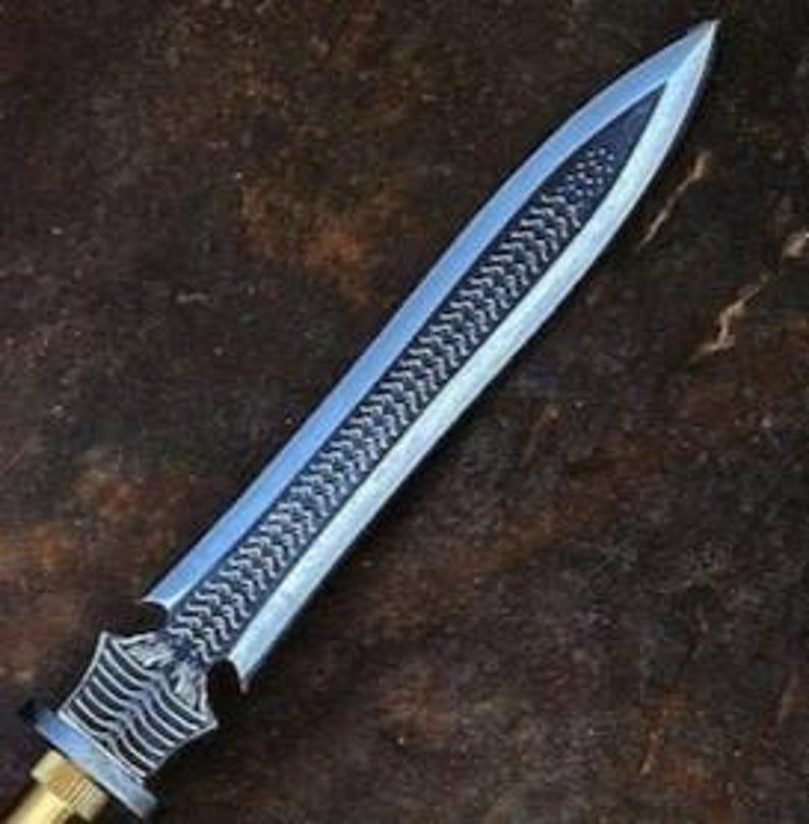 Hand Forged Hunting Spear: Rustic Steel Camping Spear With Leather ...