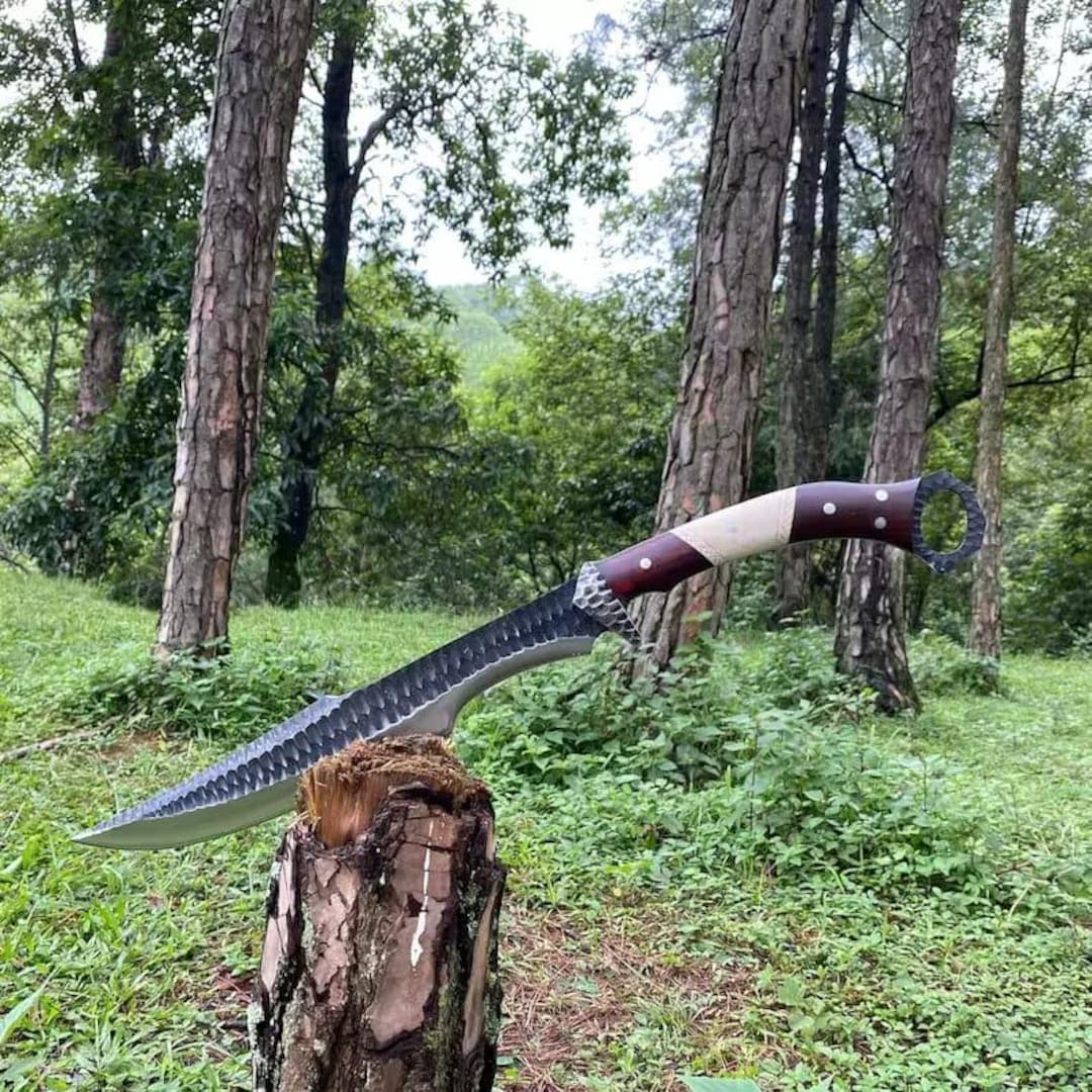 Handmade Black Cobra Bowie Knife Set: Rosewood & Bone Handle, Ferro Rod ...