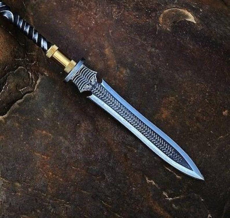 Hand Forged Hunting Spear: Rustic Steel Camping Spear With Leather ...