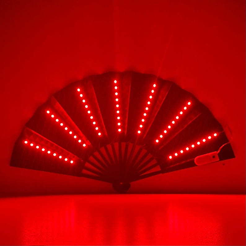 LED Glowing Rave Folding Hand Fan - Red - Etsy