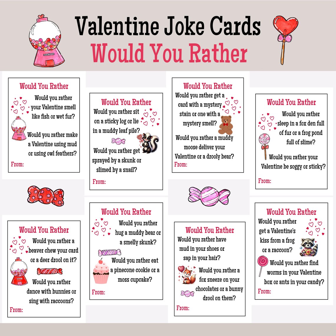 Joke Valentine Cards Valentine's Party Game Classroom Exchange - Etsy
