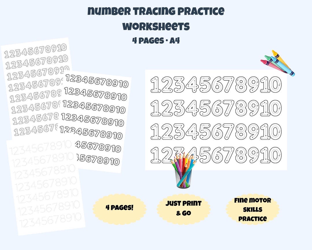 Number Tracing Worksheets 1–10 – Guided Writing & Fine Motor Skills ...