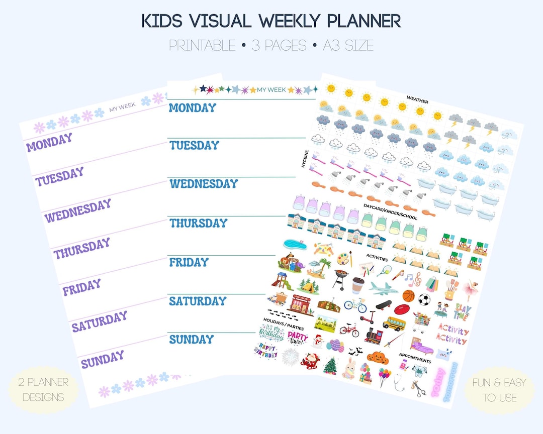 Kids Visual Weekly Planner | Toddler Routine Chart | Printable Visual ...