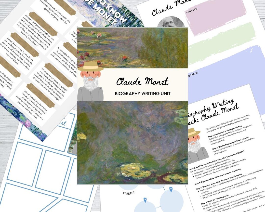 Monet Biography Writing Worksheet for Children | Printable Homeschool ...