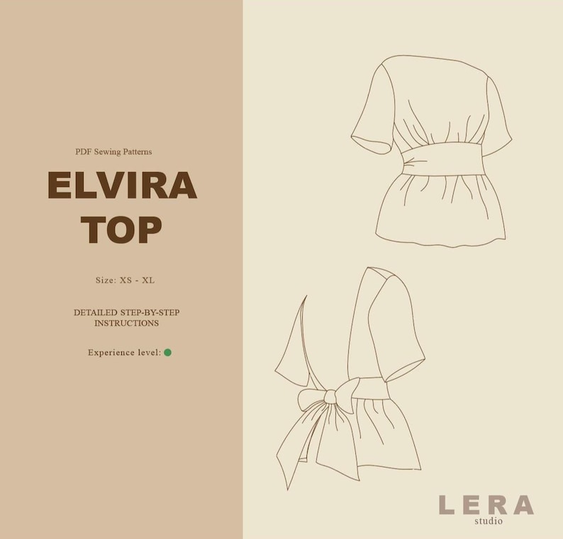 Elvira Tie-back Top Sewing Pattern: Open Back Bow Blouse (digital PDF ...