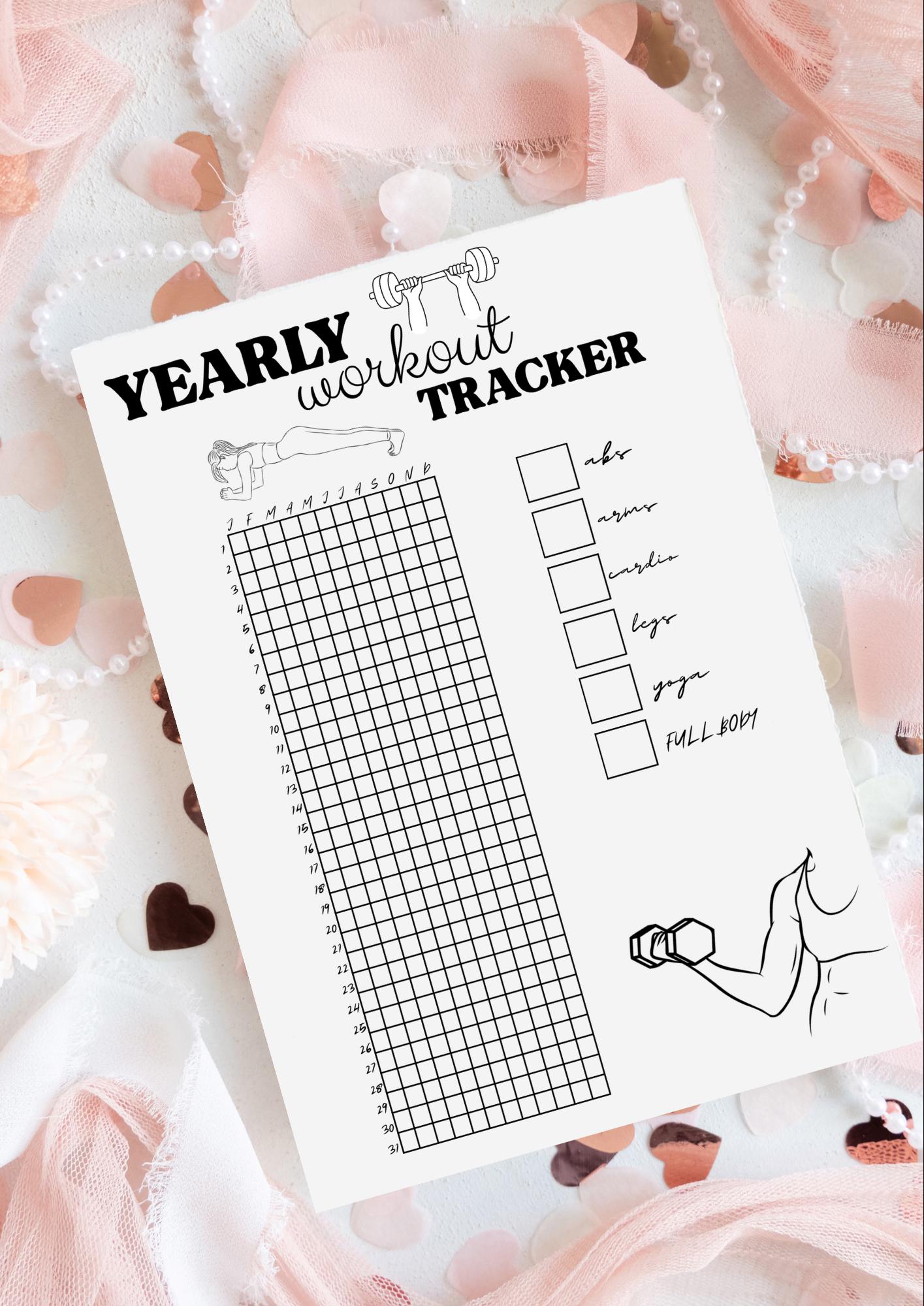 Yearly Workout Tracker Printable | Fitness Tracker Template | Workout ...