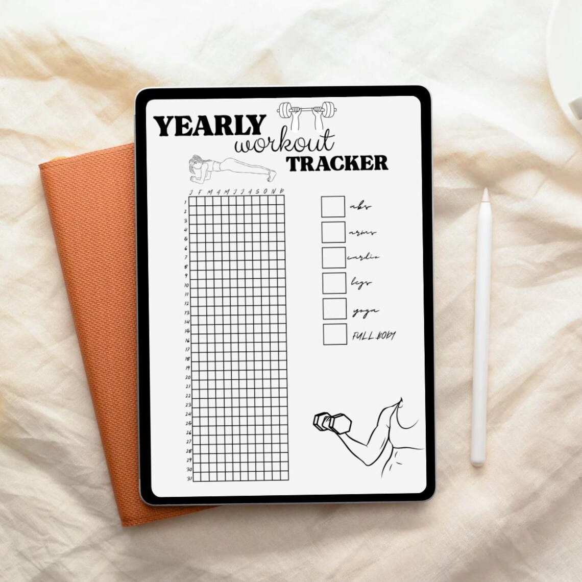 Yearly Workout Tracker Printable | Fitness Tracker Template | Workout ...