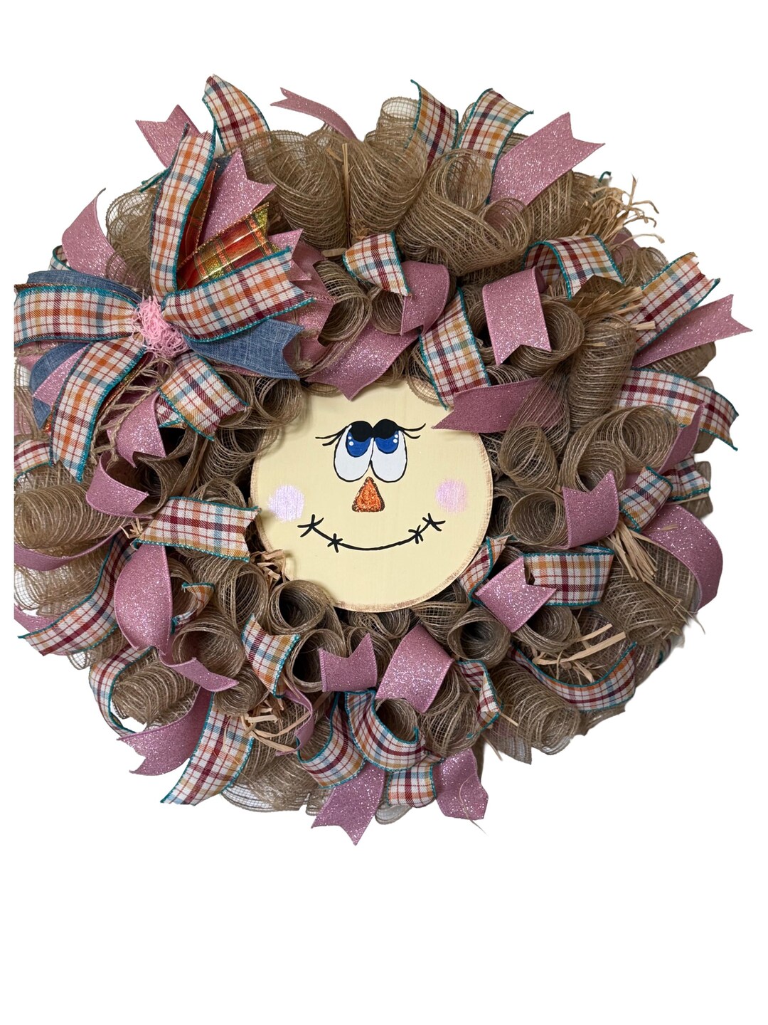 Pink Scarecrow Wreath - Etsy