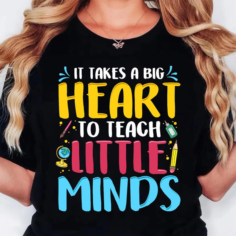 It Takes a Big Heart to Shape Little Minds PNG Bundle, Preppy Teacher ...