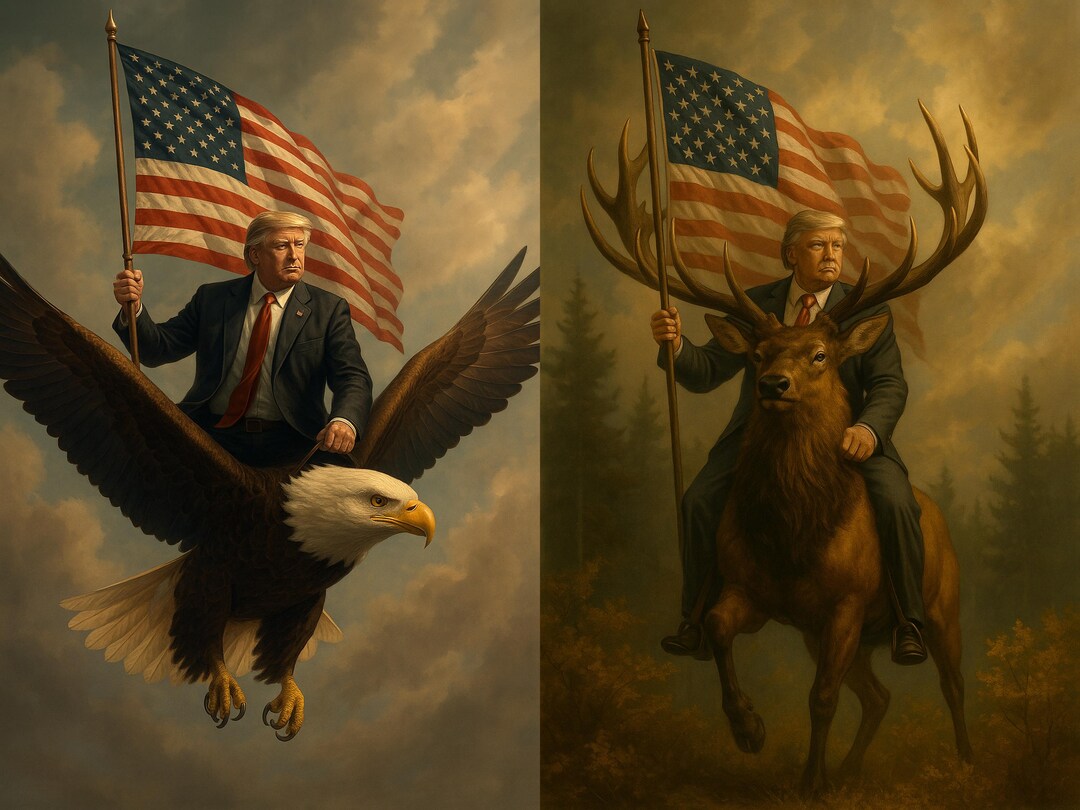 Trump on Elk & Eagle Digital Poster Set | Bald Eagle MAGA Art ...