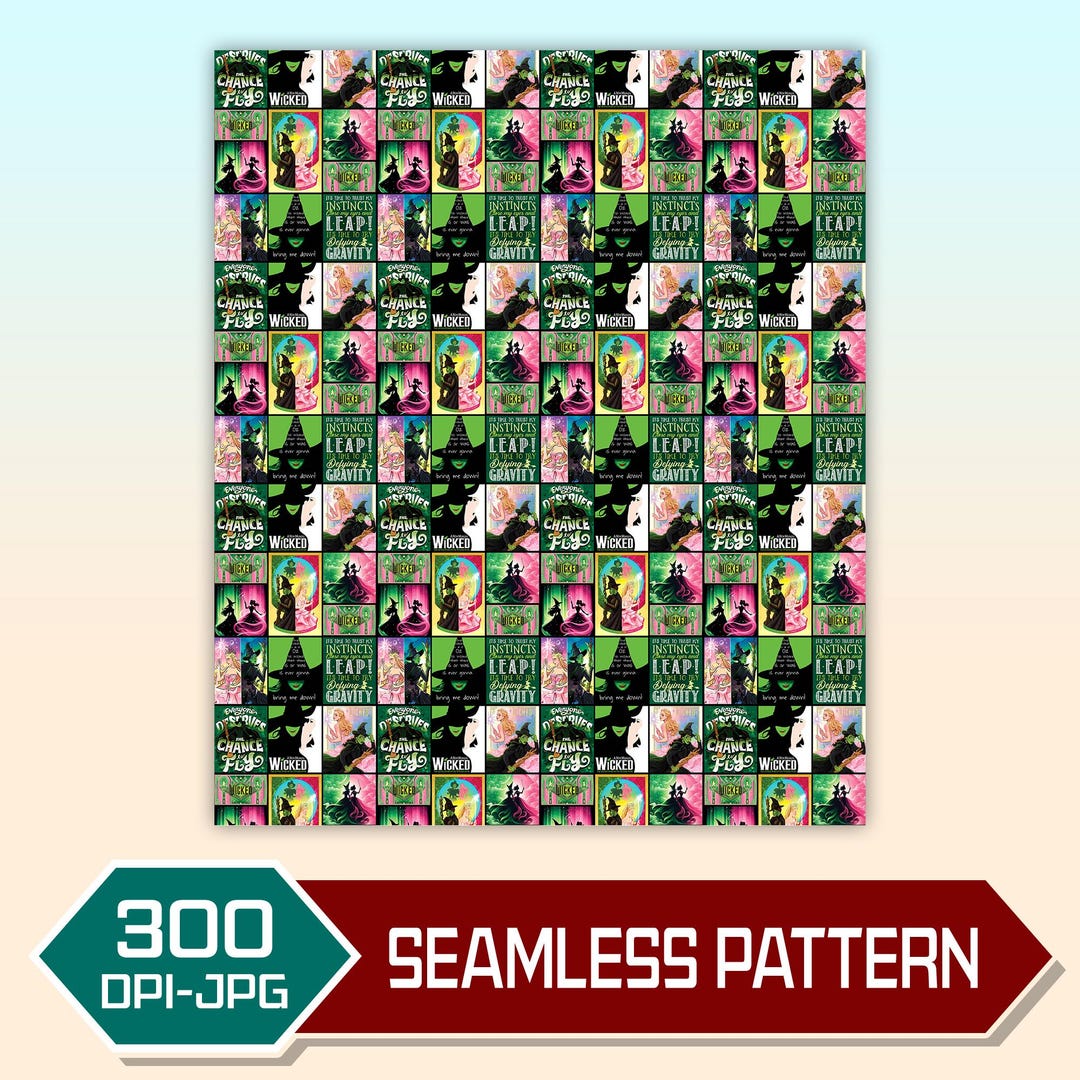 Wicked Musical Wrapping Papers PNG, Wicked Christmas Wrapping Paper ...