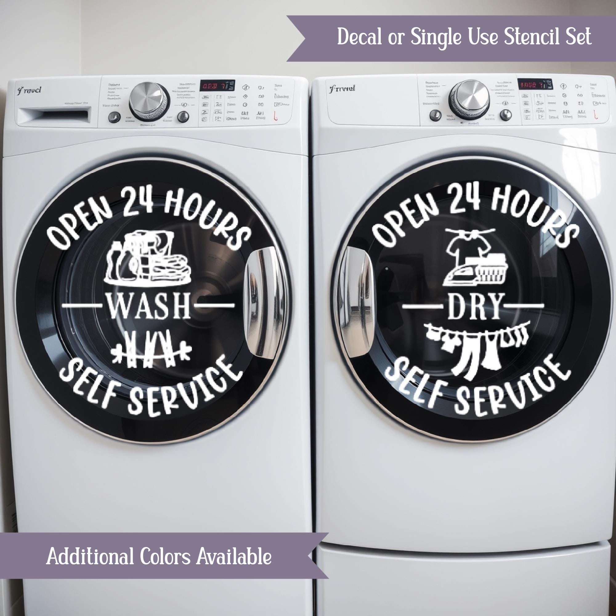 Wash Dry Decals Laundry Room Decor Washer Dryer Stickers Farmhouse ...