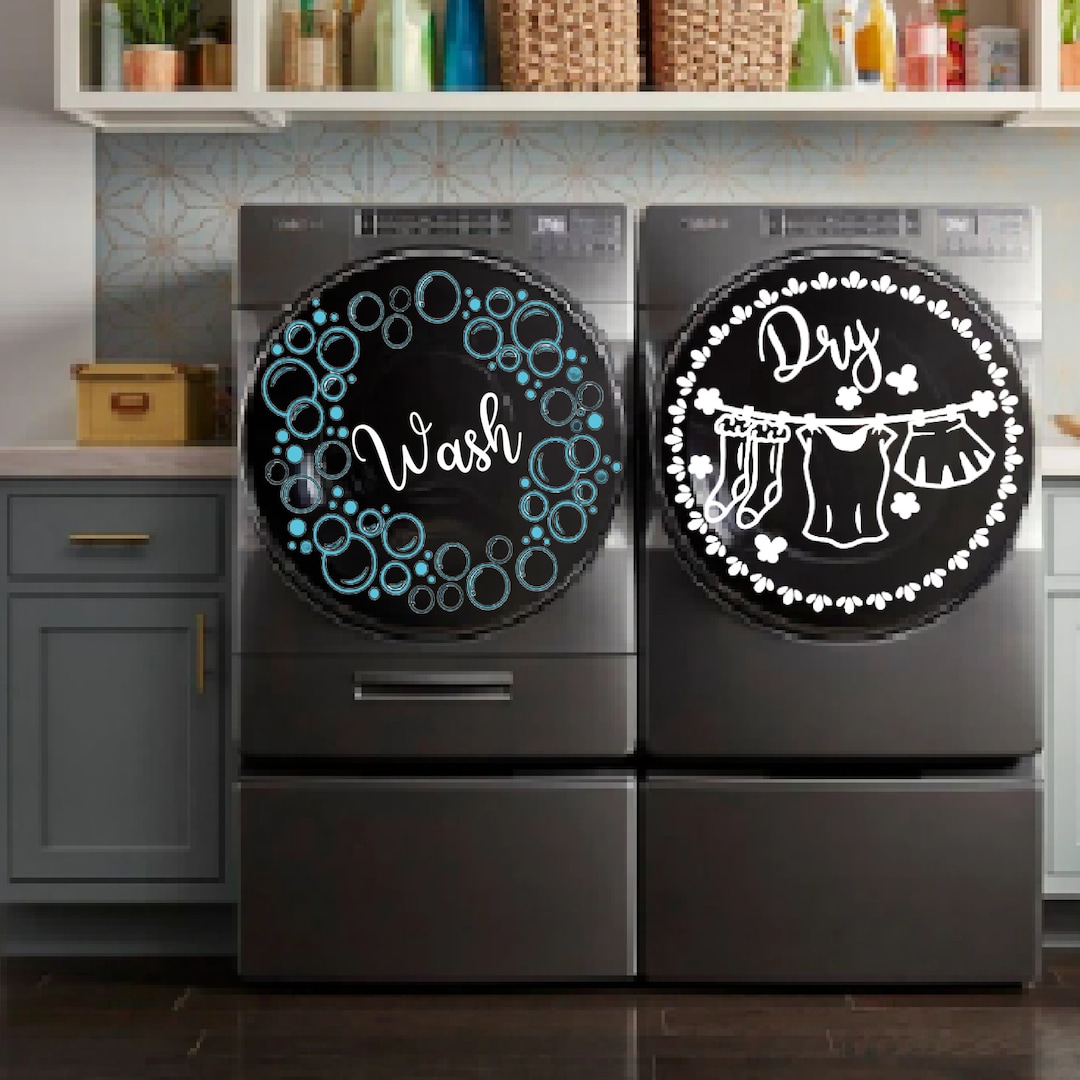 Wash Dry Decals Laundry Room Decor Washer Dryer Stickers Farmhouse ...