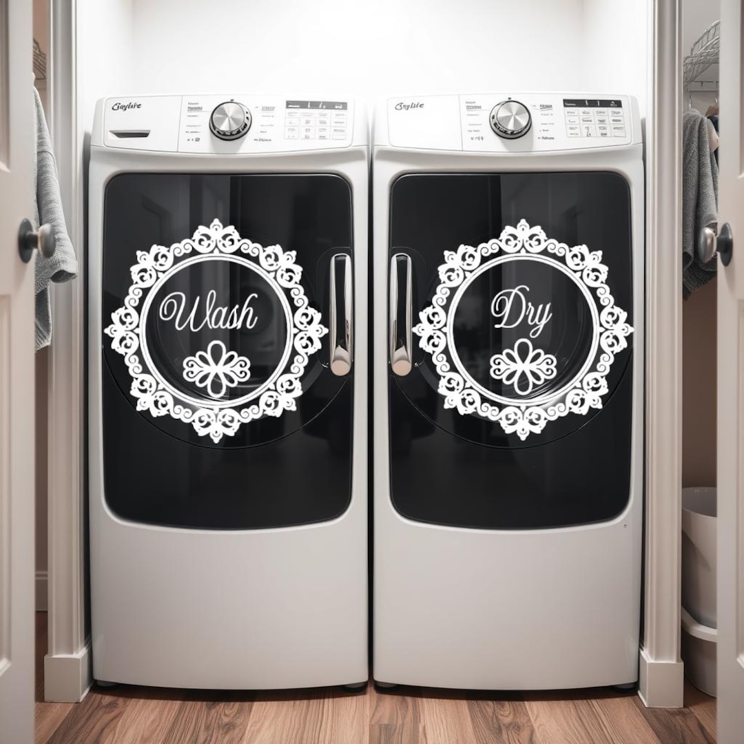 Wash Dry Decals Laundry Room Decor Washer Dryer Stickers Farmhouse ...