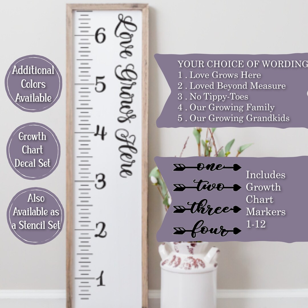 Growth Chart Decal Set, Growth Chart Stencil Set, Child Height Ruler ...