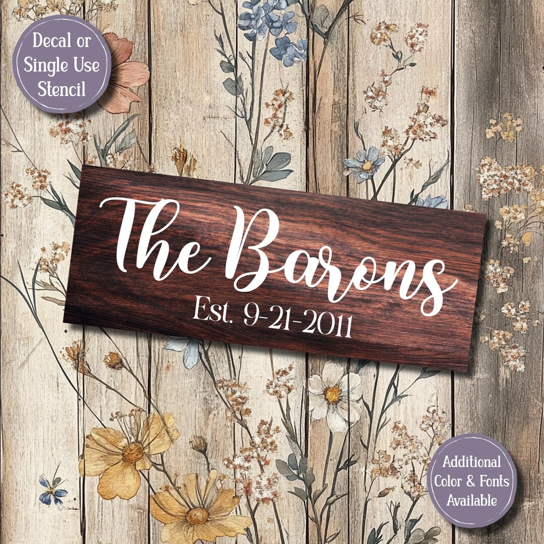 Custom Last Name Decal DIY Wedding Decal Family Name Stencil DIY ...