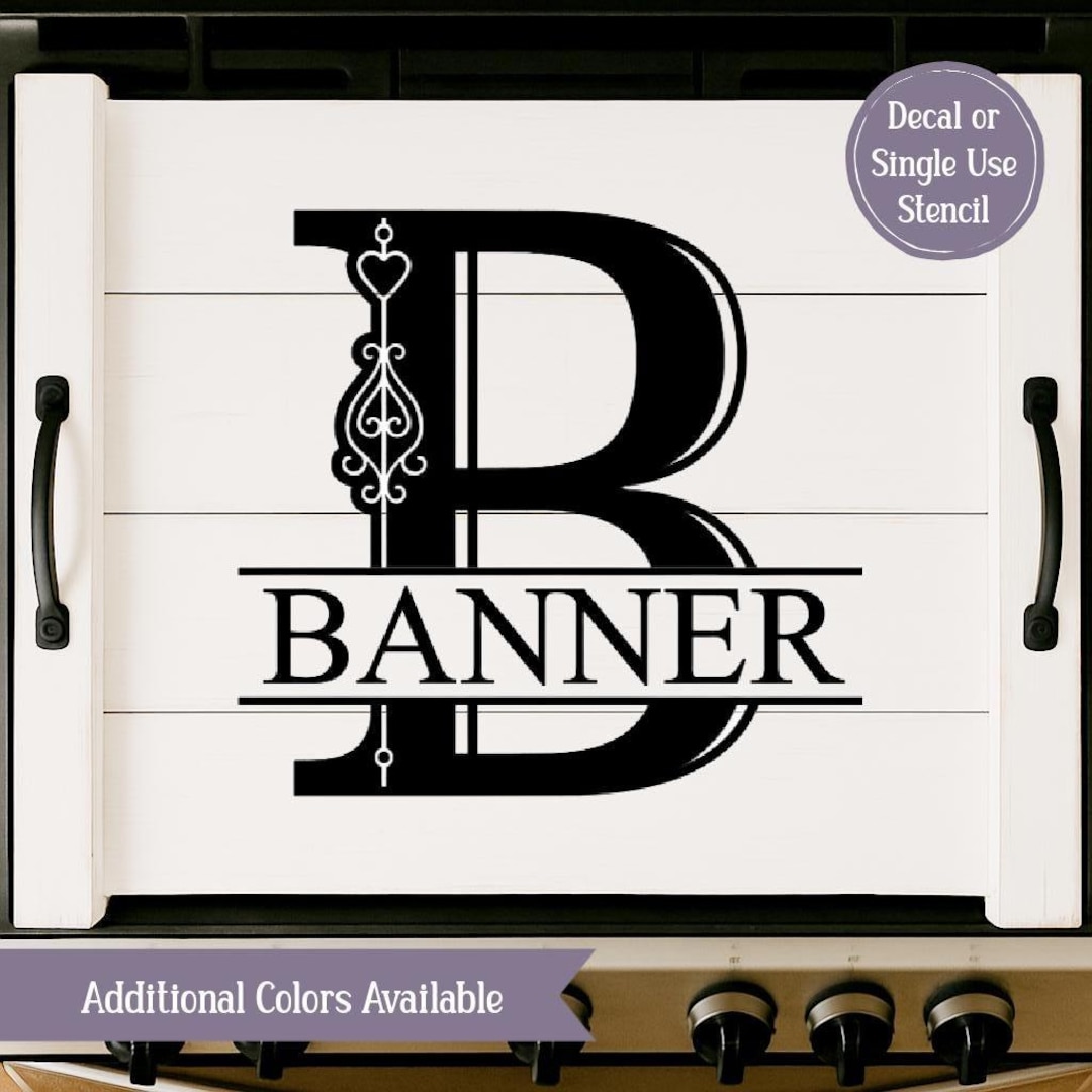 Split Letter Monogram Family Name Decal or Single Use Stencil Custom ...