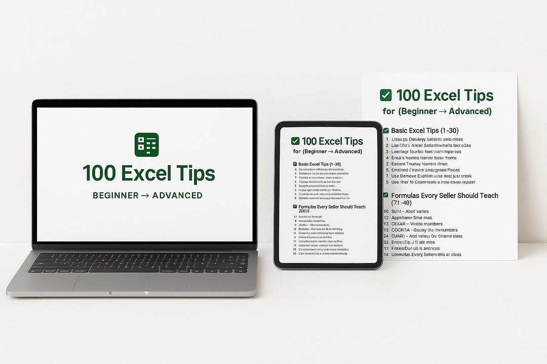 100 Excel Tips PDF & Excel Sheet - Etsy