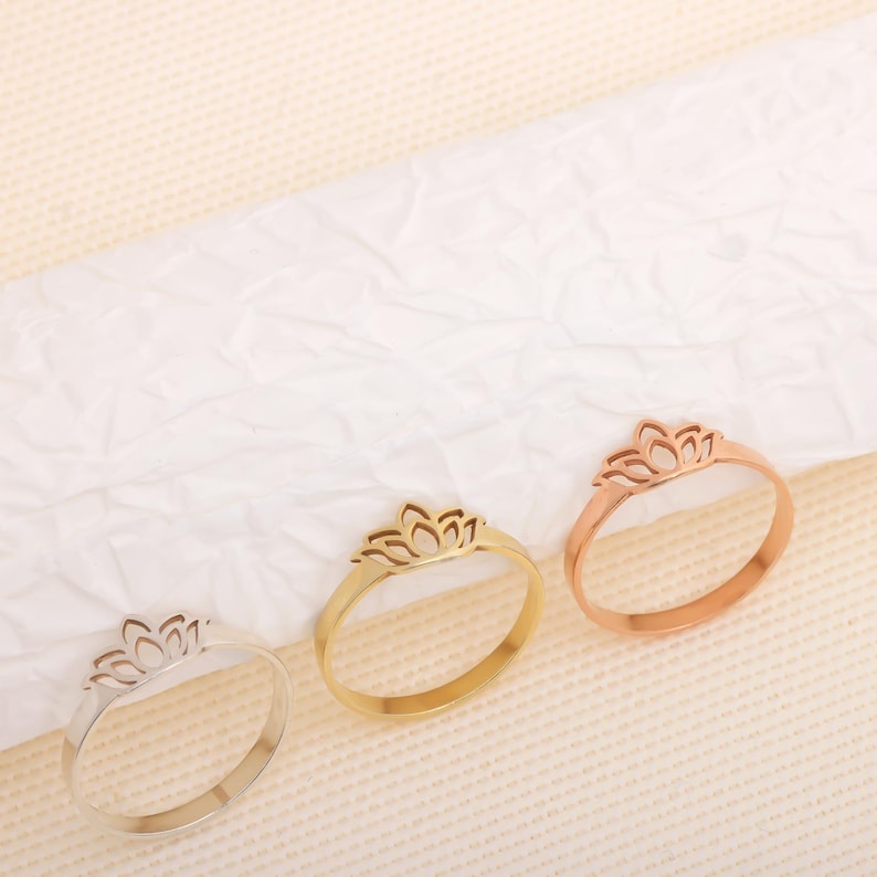 14k Gold Lotus Ring, Silver Lotus Flower Ring, Gold Lotus Symbol Ring ...