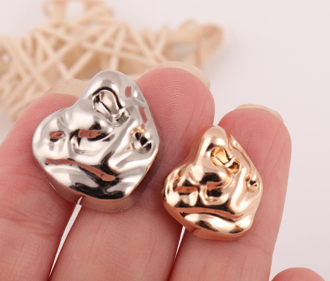 Concave Convex Metal Buttons: Gold/silver DIY Clothing Fasteners (6pcs ...