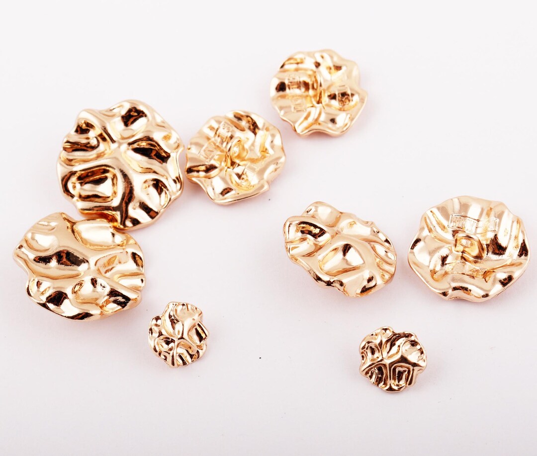 6pcs 11-23mm Metal Irregular Buttons Gold Ripple Button for Sewing ...